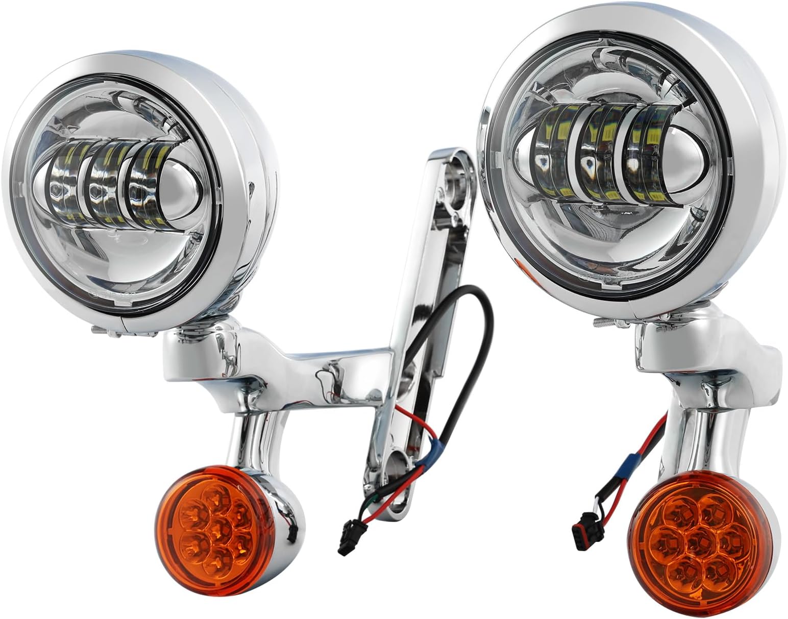 Amazon.com: XMT-MOTO Chrome Driving Passing Turn Signals Spot Light Bar ...