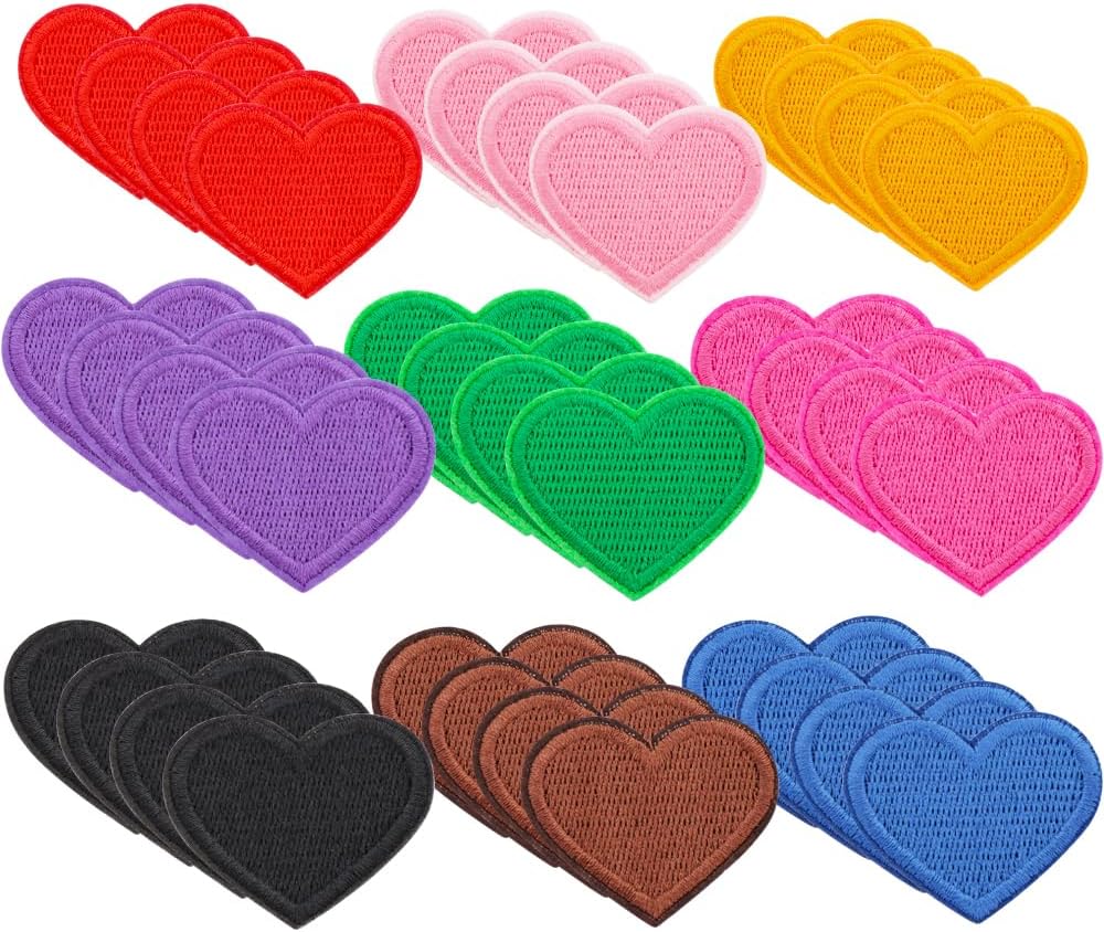 Amazon.com: 36 Pcs Heart Embroidered Iron on Patches for Clothing Jeans ...