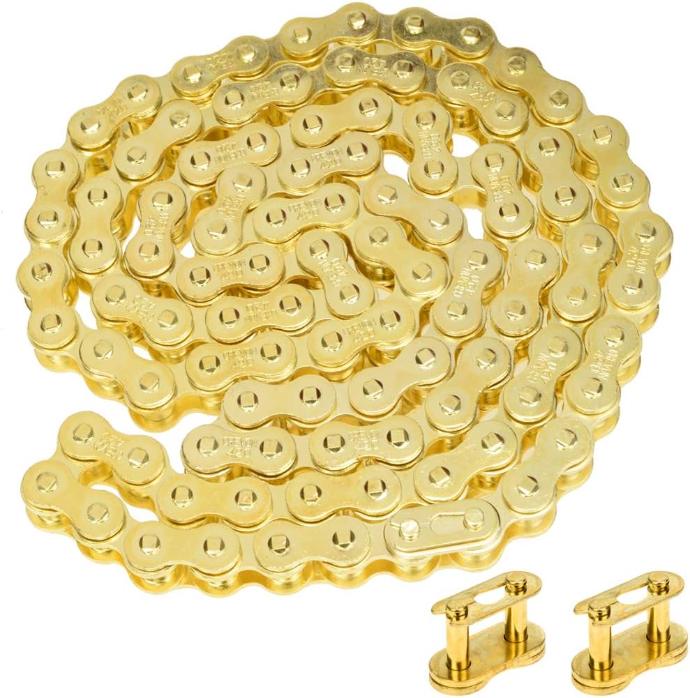 Amazon.com: HIAORS Gold Color 420 Chain 102 Links With Two Chain Master ...