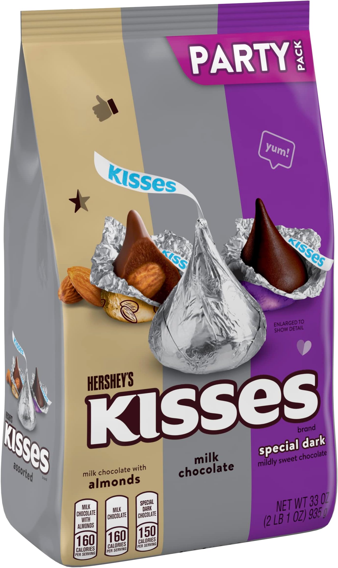 Amazon.com: HERSHEY'S KISSES Milk Chocolate with Almonds Candy Party ...