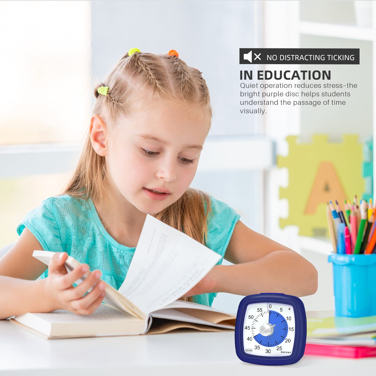 Snapklik.com : Secura 60-Minute Visual Timer, Silent Study Timer For Kids And Adults, Time ...