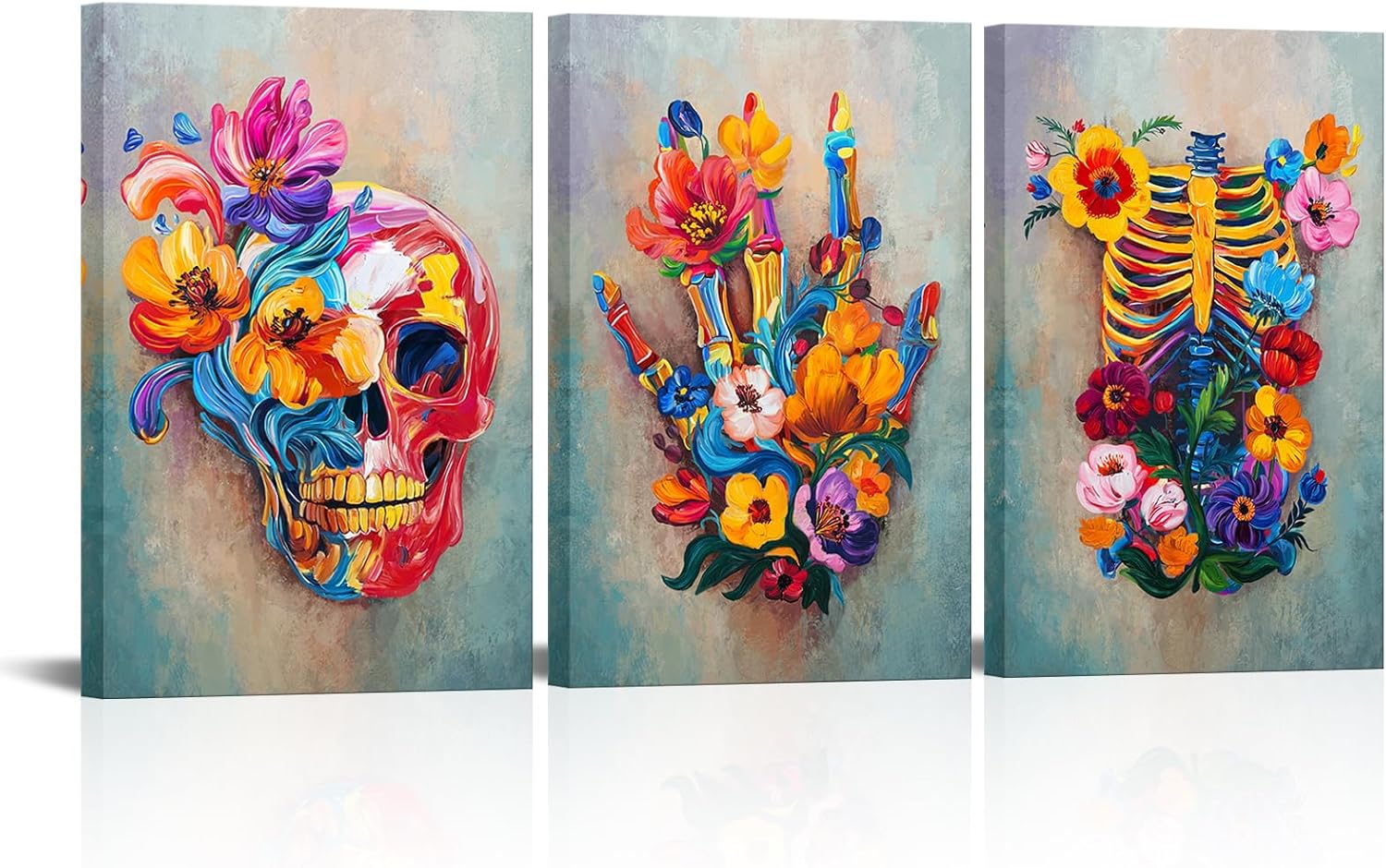 Amazon.com: Artmyharbor Gothic Anatomy Canvas Print 3 Piece Colorful ...