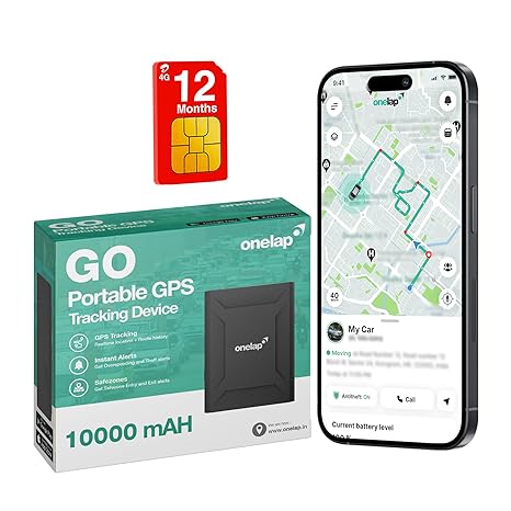 Onelap GO Portable GPS (with 12 Months 4G SIM Recharge) - Wireless GPS ...