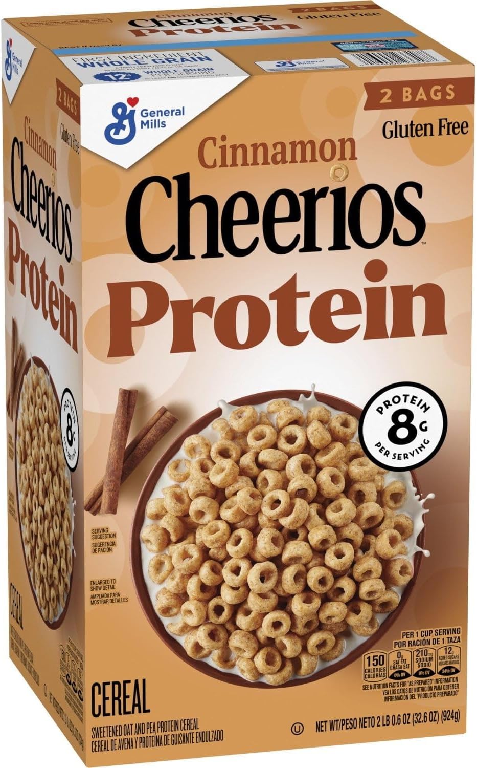 Cheerios Protein Cereal Gluten Free con Proteina Avena y Canela 924 g ...