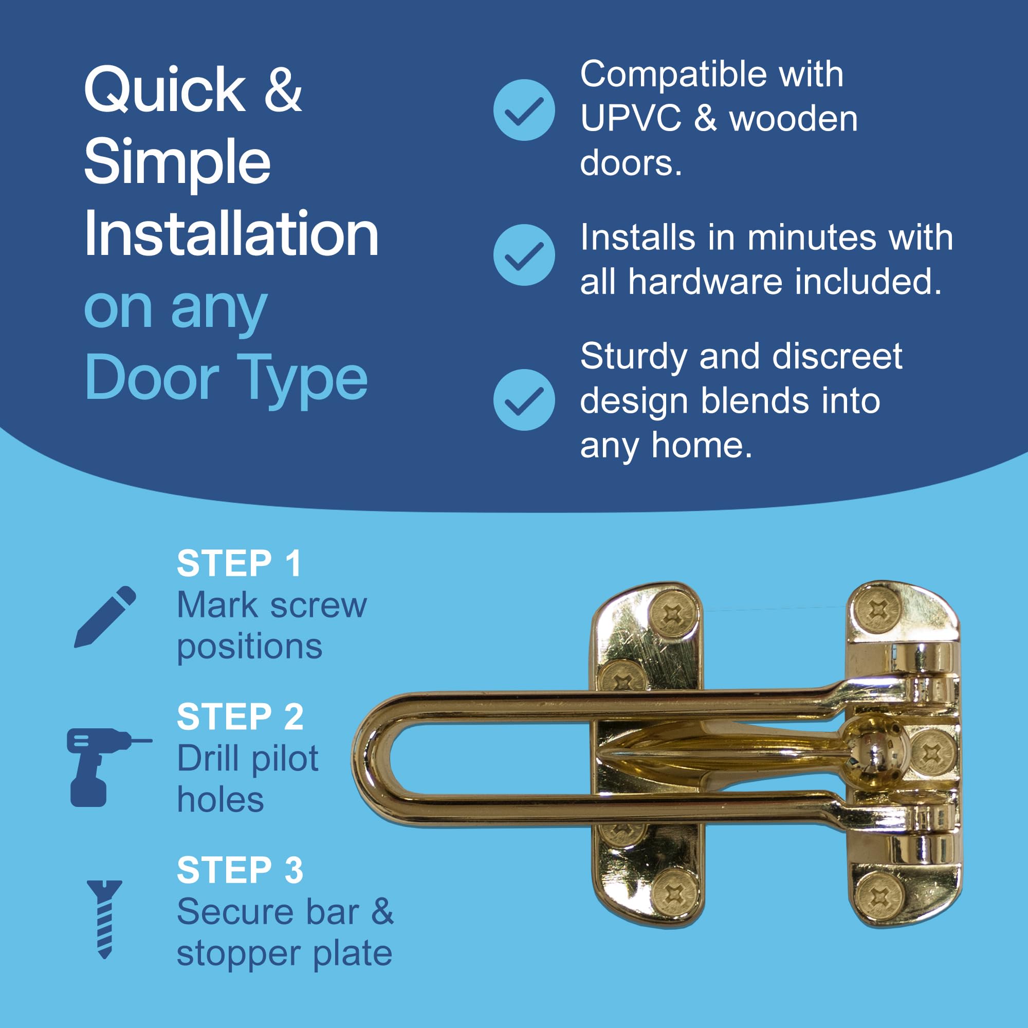Door Chain Lock UAP Robust Door Restrictor & Lock For UPVC Doors ...