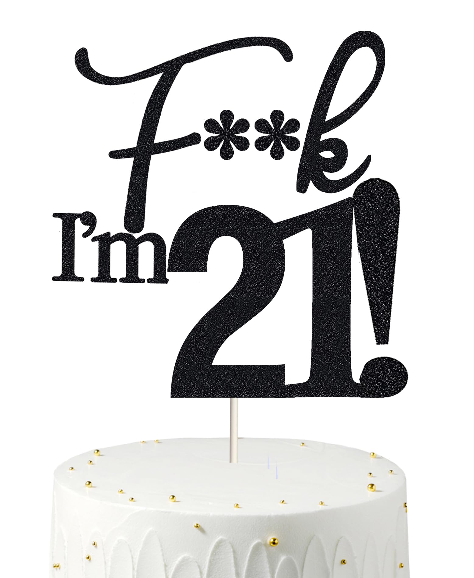 Snapklik.com : Birthday Cake Toppers-Black Glitter, Twenty One Cake ...