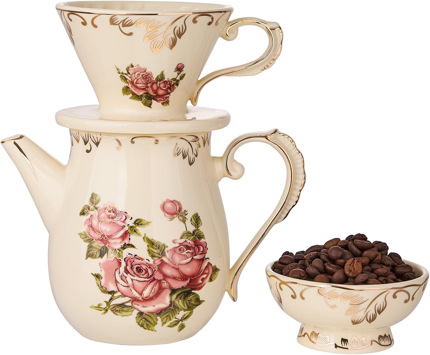 Amazon.com: YOLIFE Pour Over Coffee Maker Set Vintage Ceramic Pour Over ...