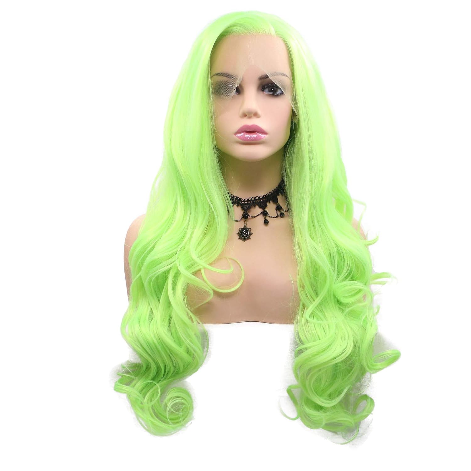 Amazon.com : Yinuozhogntian 24" Fluorescent Green Wigs for Women Neon ...