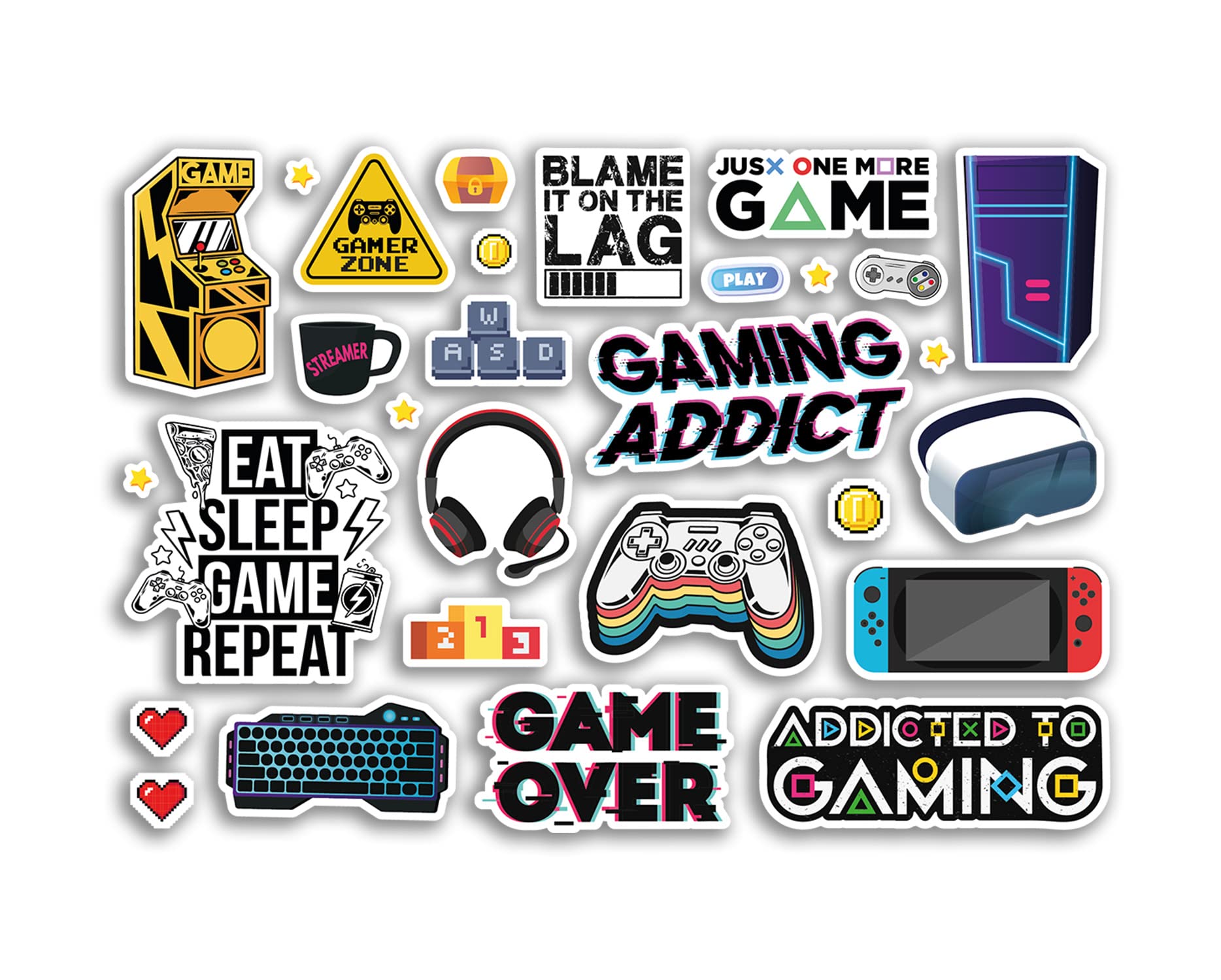 A5 Sticker Sheet Gaming Vinyl Stickers - Gamer Gaming Boys Men Kids ...