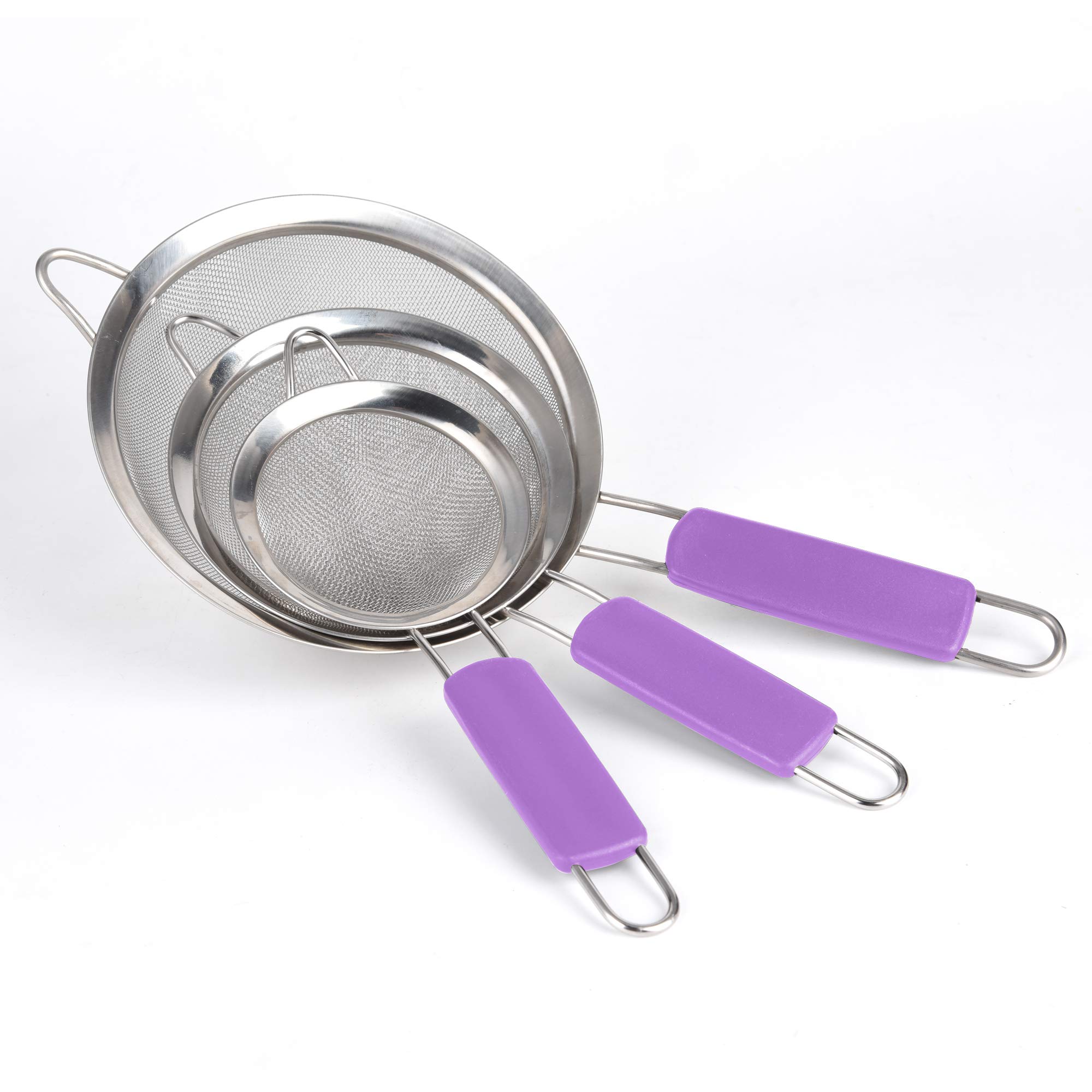 ZESPROKA Stainless Steel Fine Mesh Strainers Set of 3–Large, Medium ...