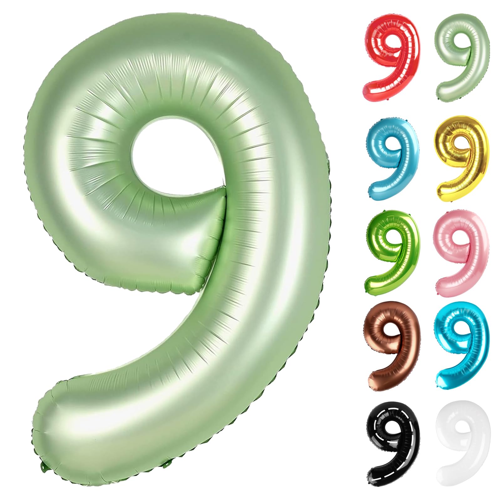 Amazon.com: Oliver Green Number 9 Balloon 40 Inch, 9 Balloon Number ...