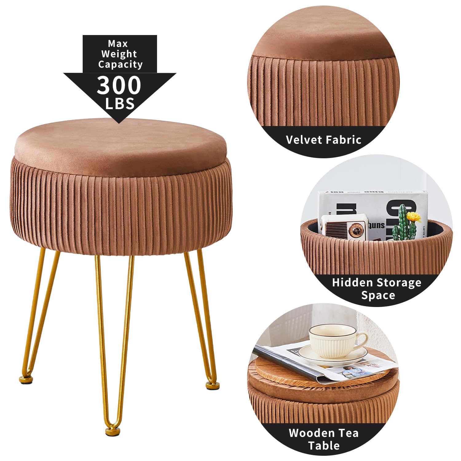 Cpintltr Velvet Foot Rest Stool Multipurpose Dressing Stools ...