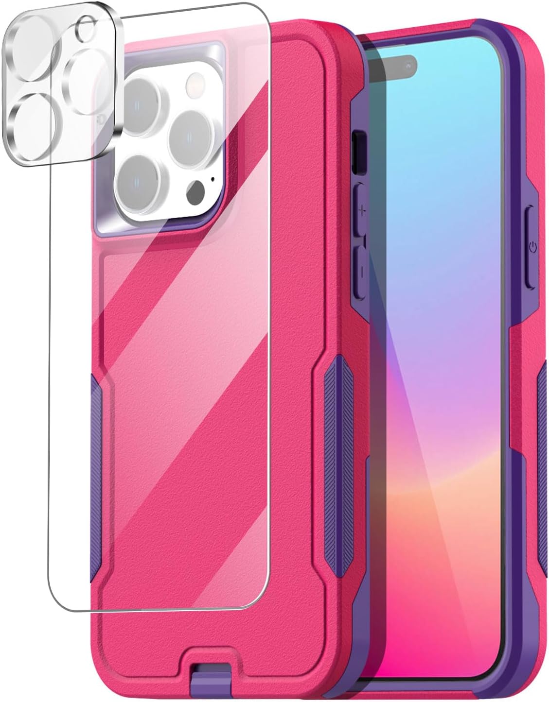Amazon.com: AICase for iPhone 15 Pro Case with Glass Screen Protector ...