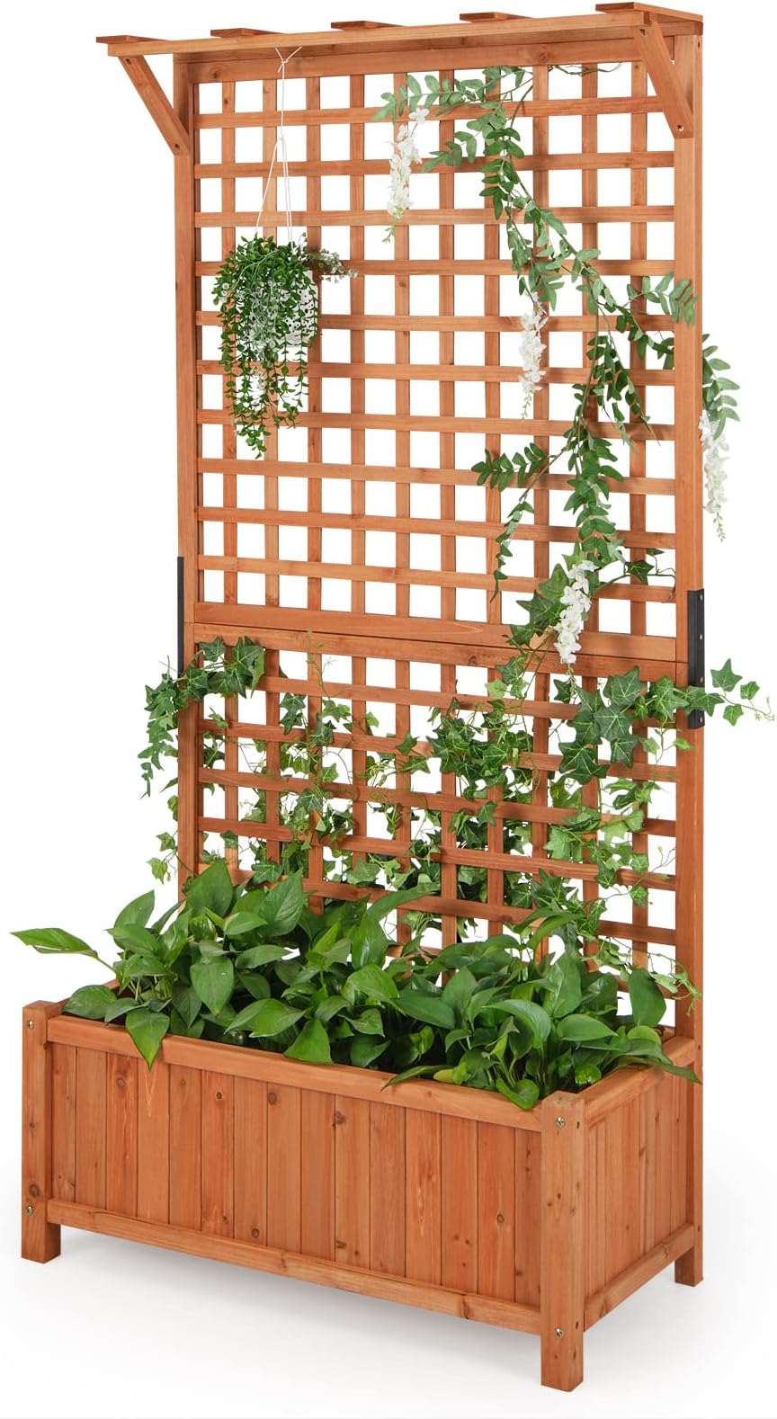 Amazon.com : FENCY Metal Planter Box with Diamond Lattice Trellis ...