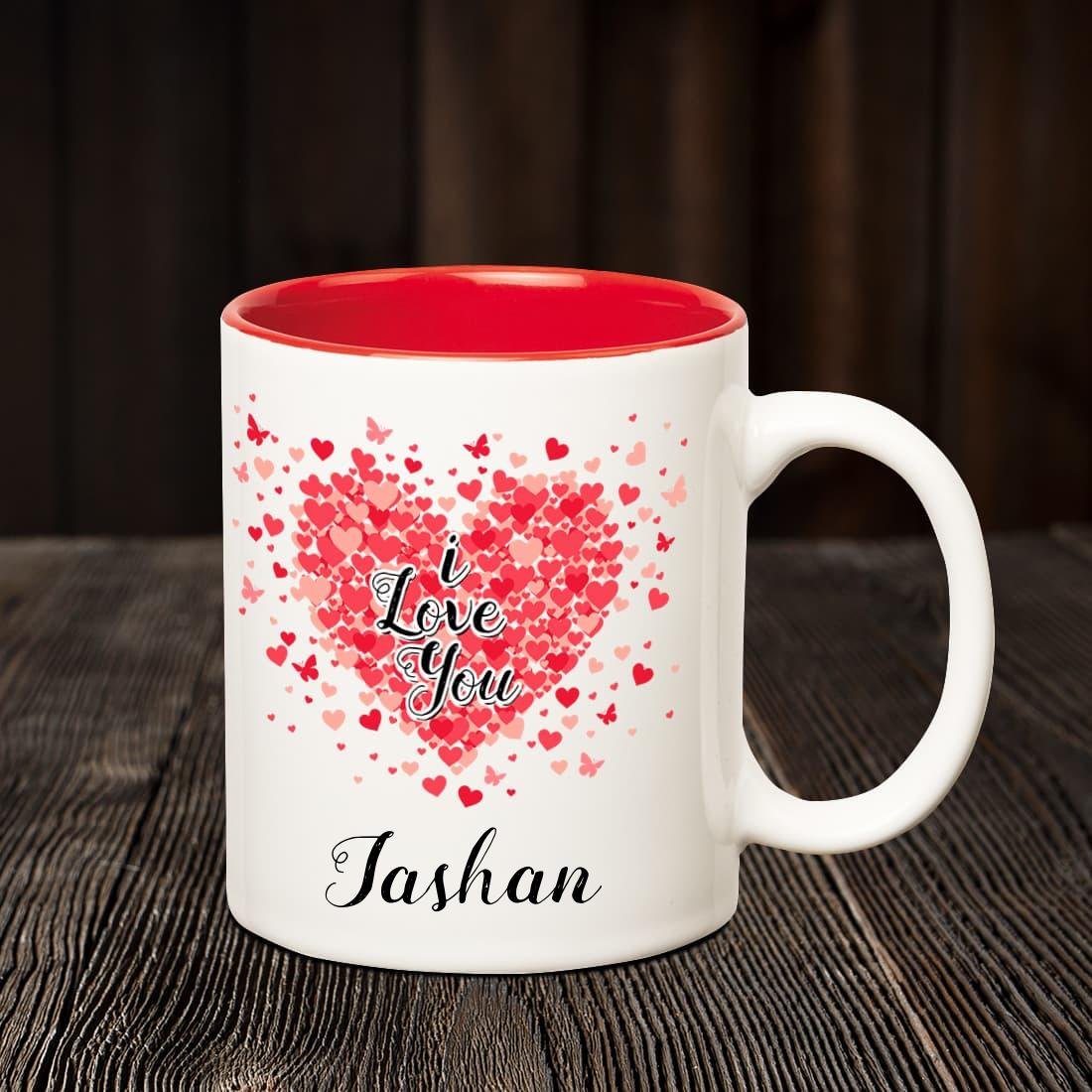 Buy Huppme I Love You Jashan Personalized Name Mug, 350 ml, Inner Red ...