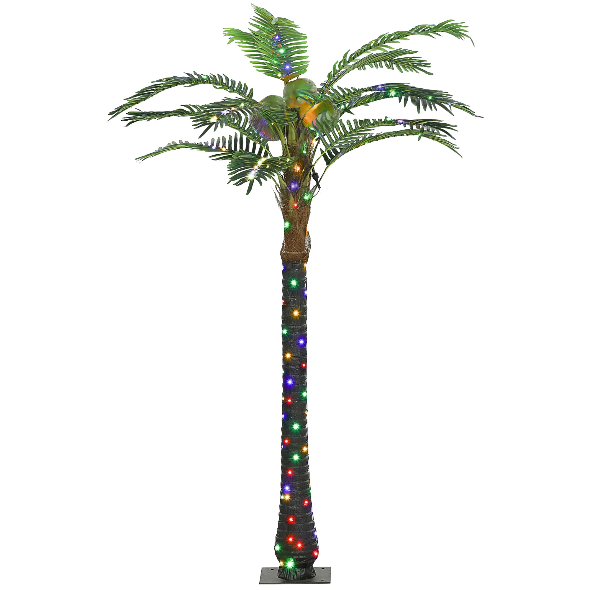Outsunny 6FT Lighted Palm Tree Light Up LED Artificial Palm Tree with ...