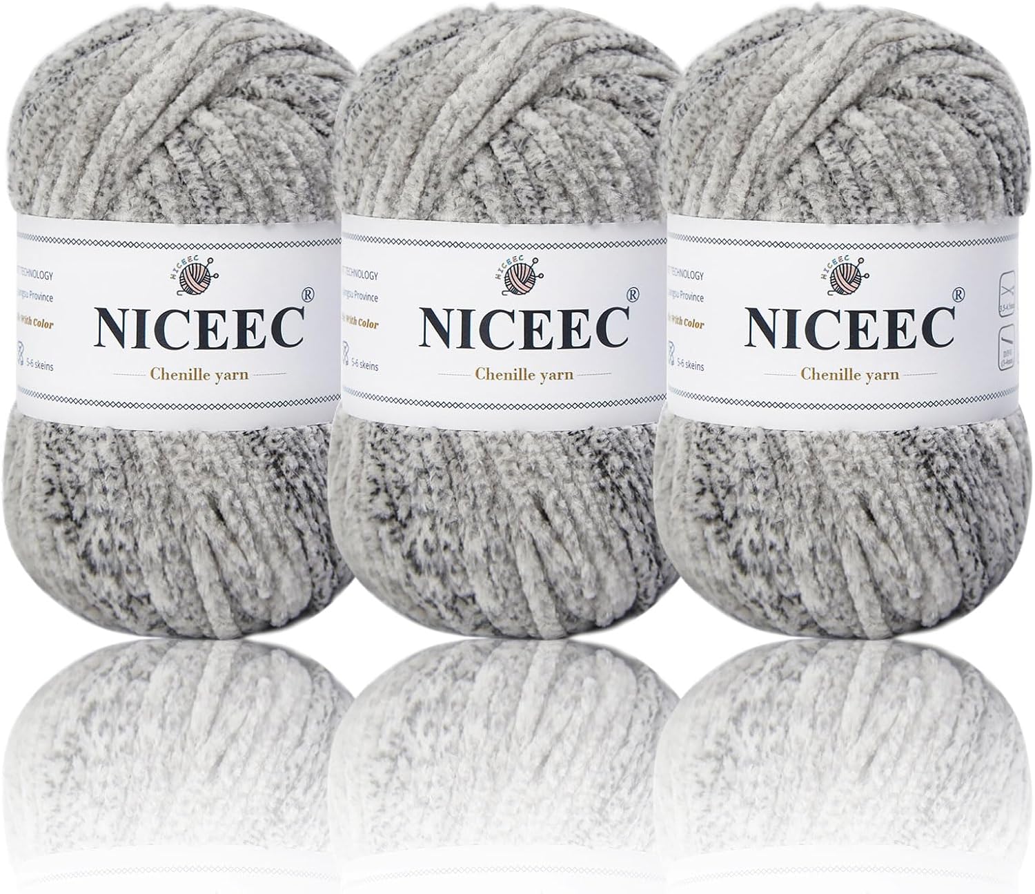Amazon.com: NICEEC 3 Skeins Soft Chenille Yarn Blanket Yarn for ...