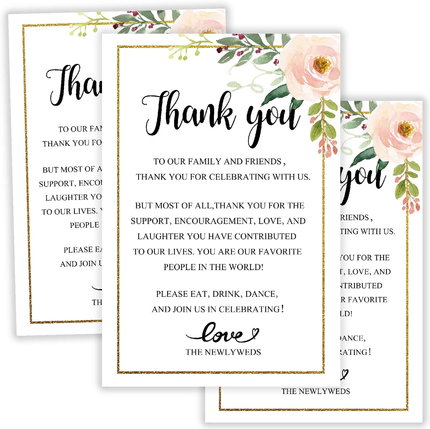 Amazon.com: EKSPLODI Floral Thank You Place Setting Cards, Wedding ...