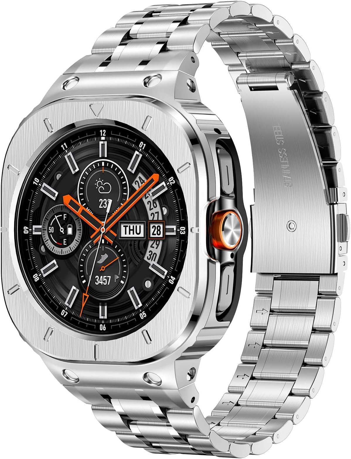 Amazon.com: BAITEYOU Stainless Steel Bands with Case Compatible with ...