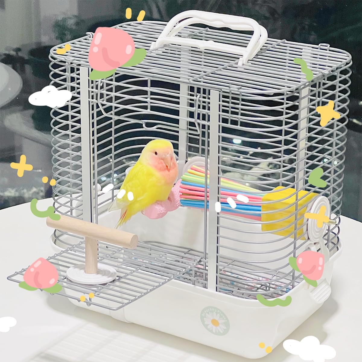 Little And Cage MANON ROSA Bird Toilet Stand With Removable Bucket ...