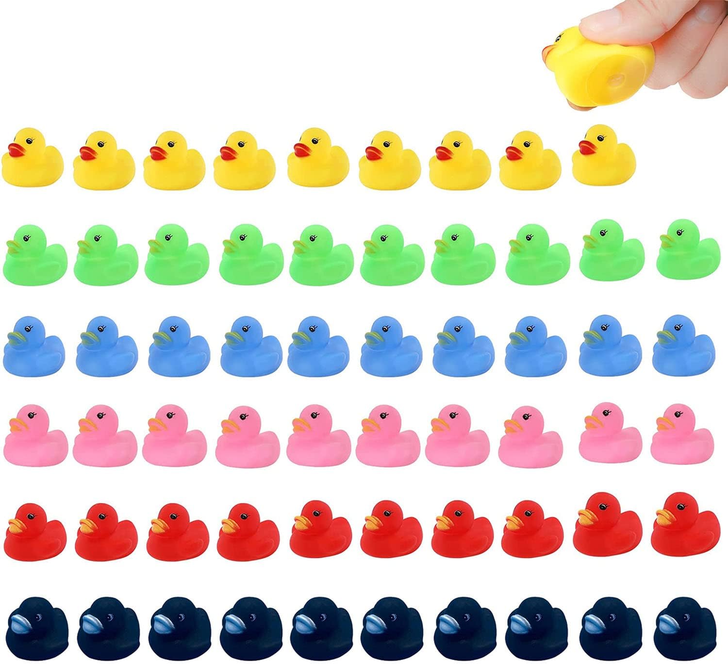 CAVLA 60 Pcs Rubber Ducks, Mini Bath Ducks Set, Colorful Mini Rubber ...