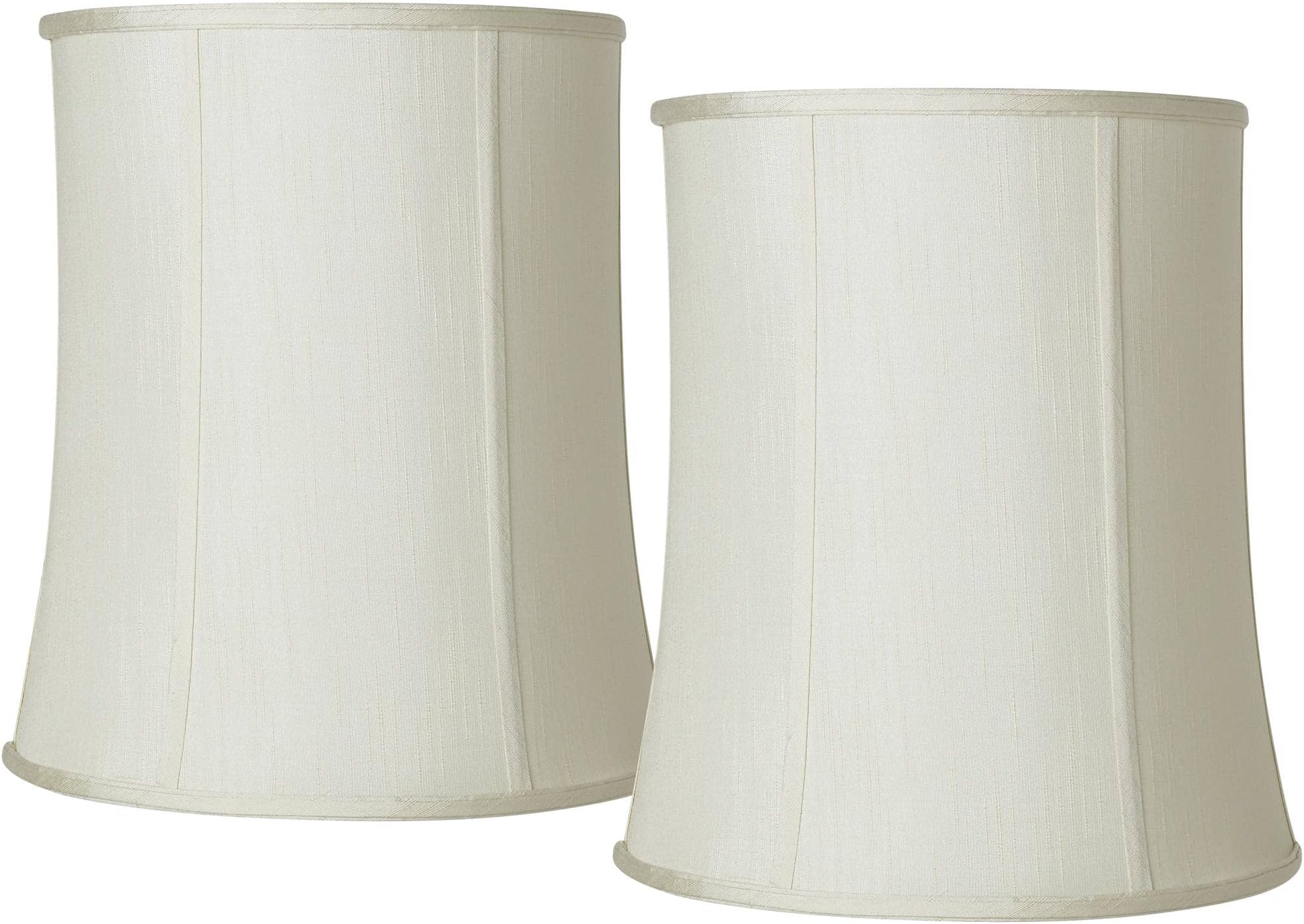 Set of 2 Creme White Large Drum Lamp Shades 14" Top x 16" Bottom x 12 ...