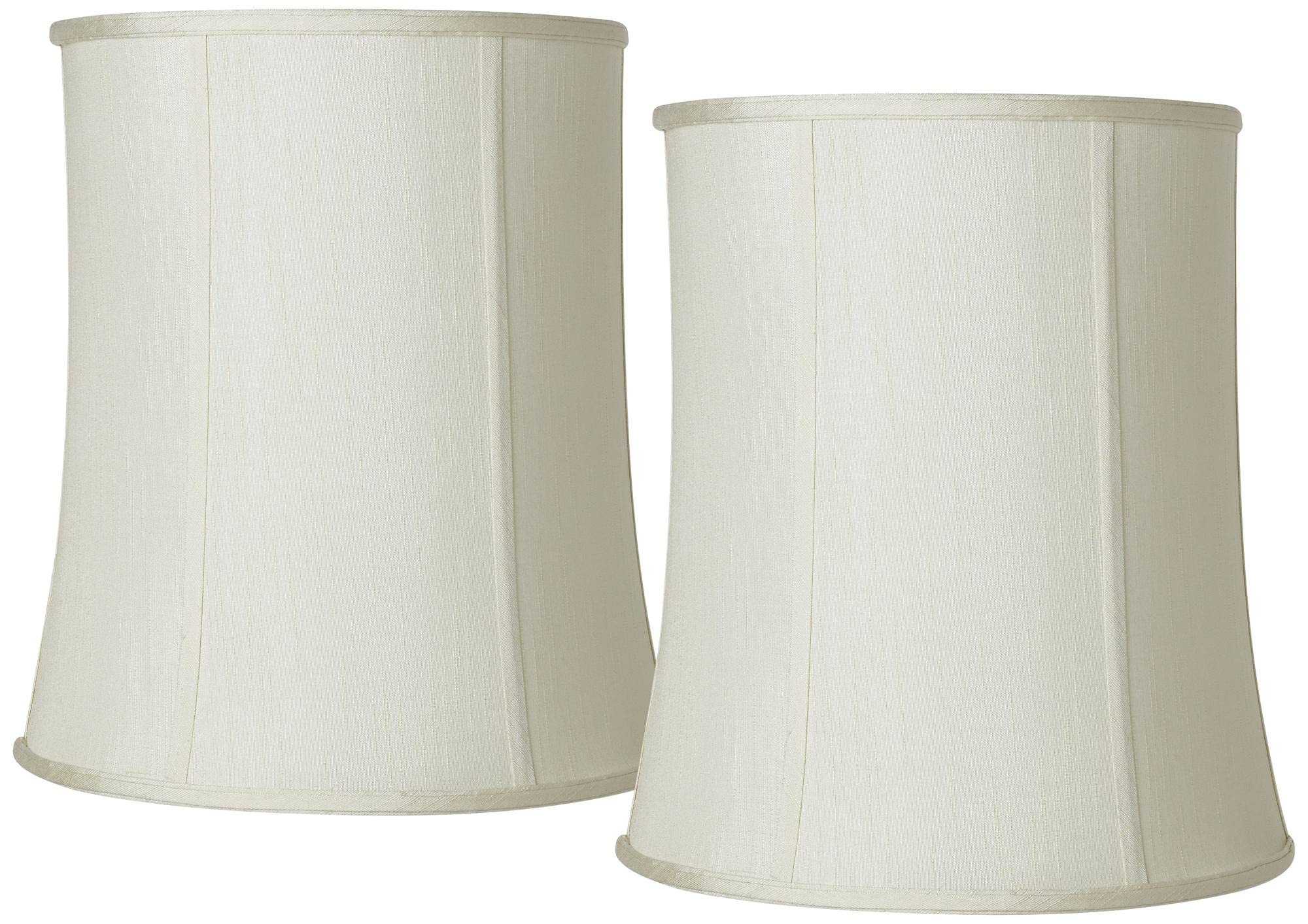 Set of 2 Tall Drum Lamp Shades Cream Medium 12" Top x 14" Bottom x 16 ...