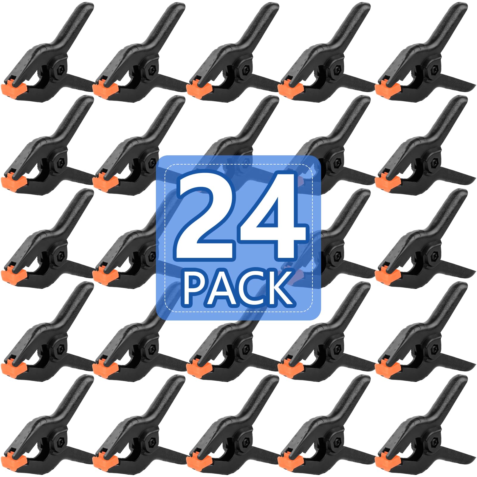 Snapklik.com : 24 Pack 3.5 Inch Plastic Spring Clamps, Black Heavy Duty ...