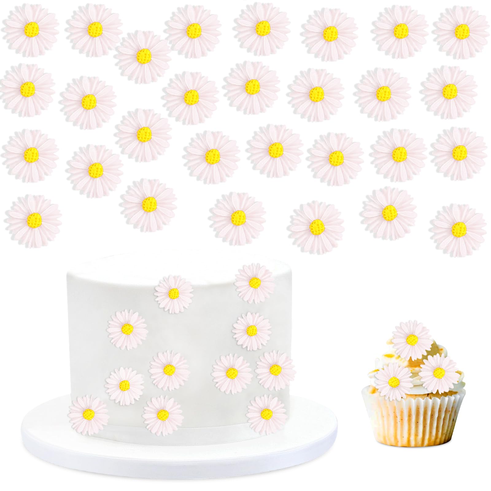Amazon.com: Keaziu 30 Pack Daisy Cupcake Toppers Daisy Birthday Party ...