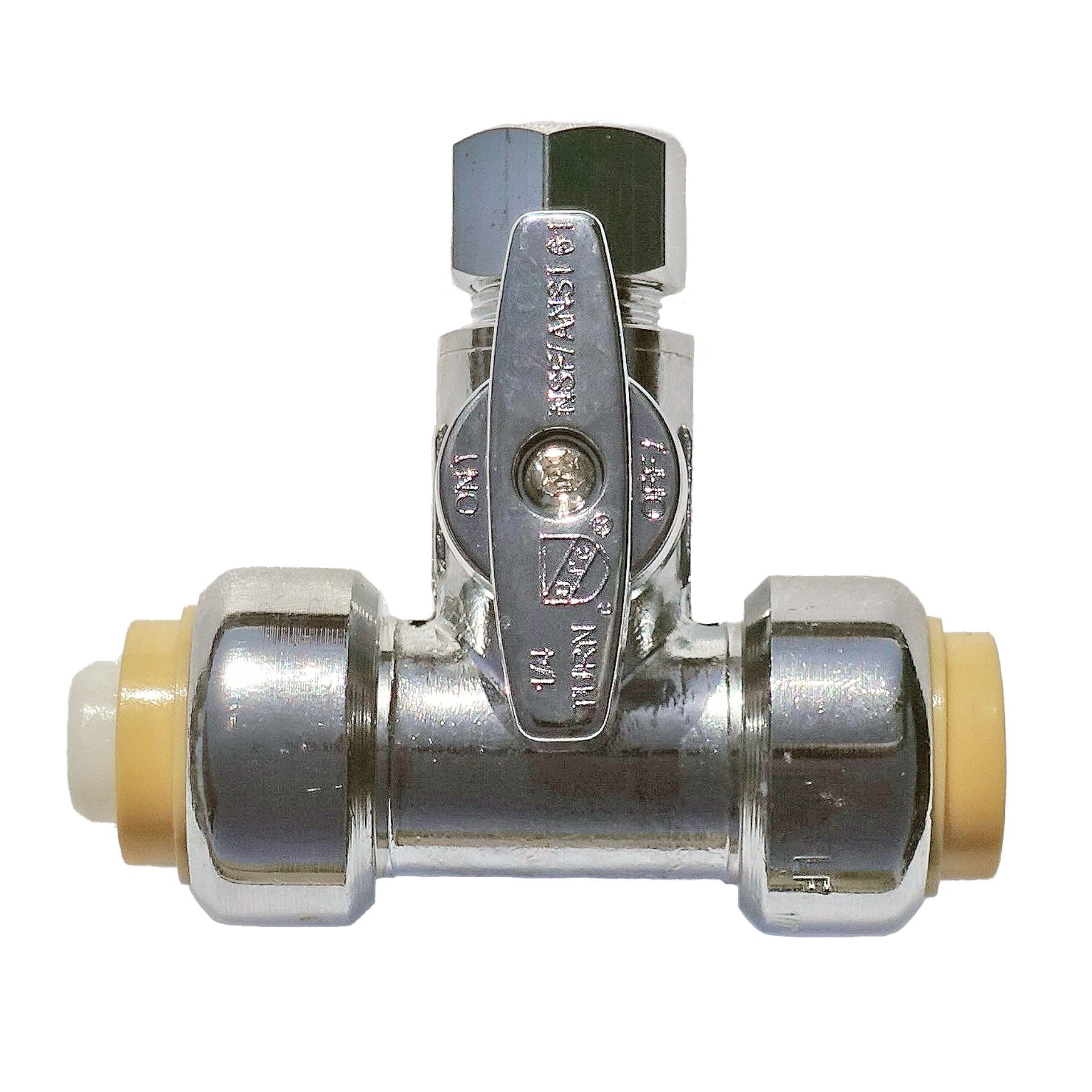 Push On T-STOP Shut Off Valve (1/2" Push x 1/2" Push x 1/4") - Safe for ...