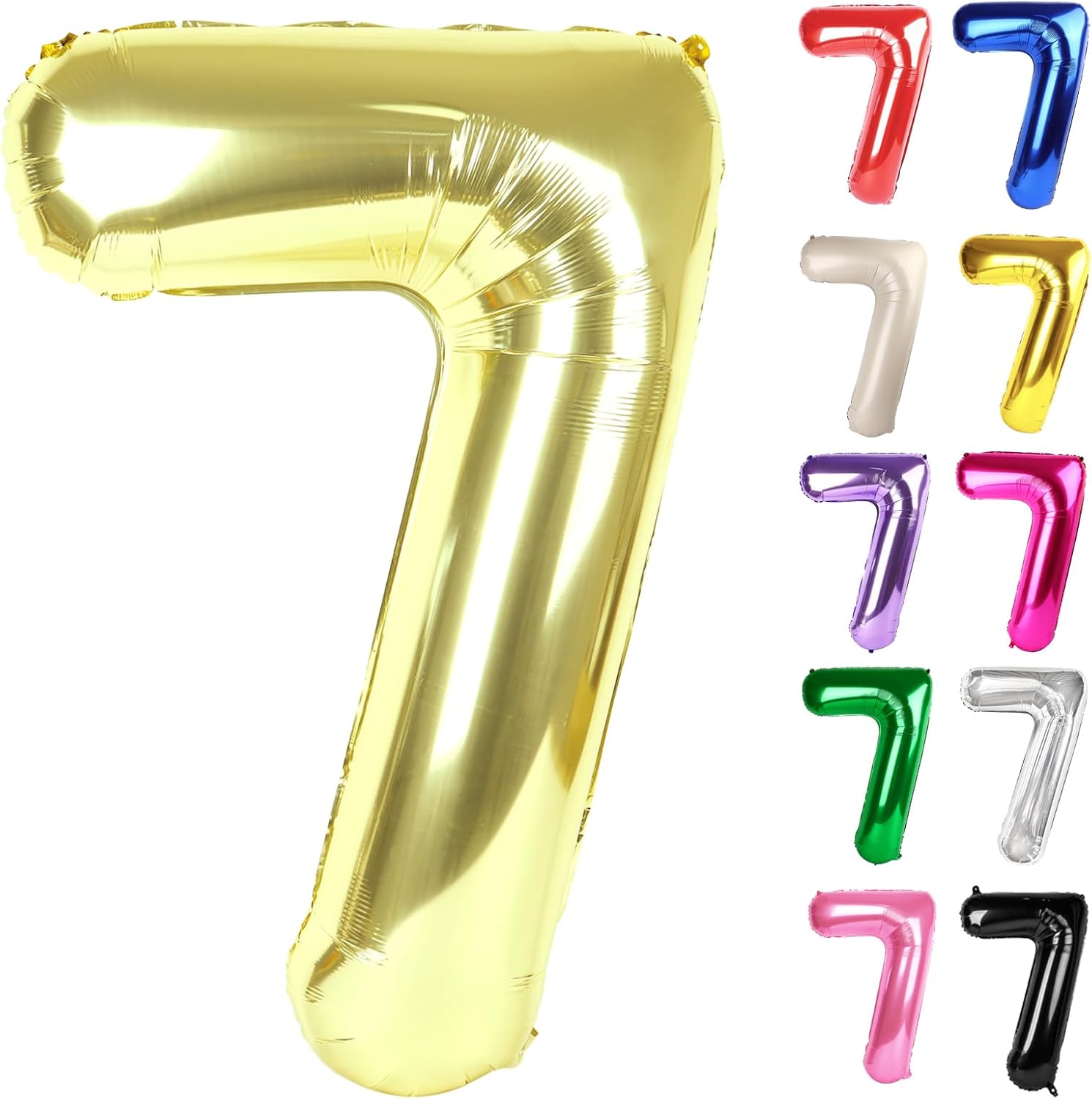 Amazon.com: Champagne Gold Number 7 Balloon 40 Inch, White Gold 7 ...