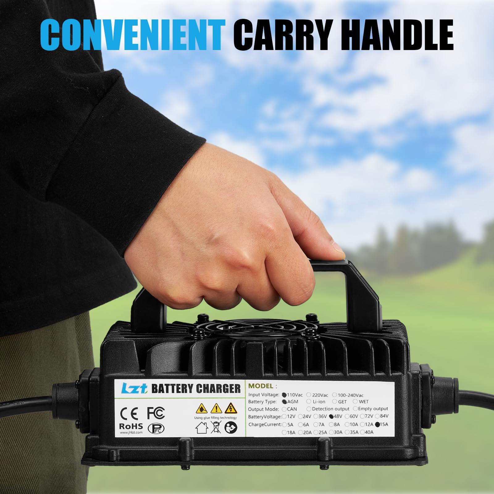 Blogole EZGO RXV/TXT Golf Cart Battery Charger, 3-Pin Triangle Style ...