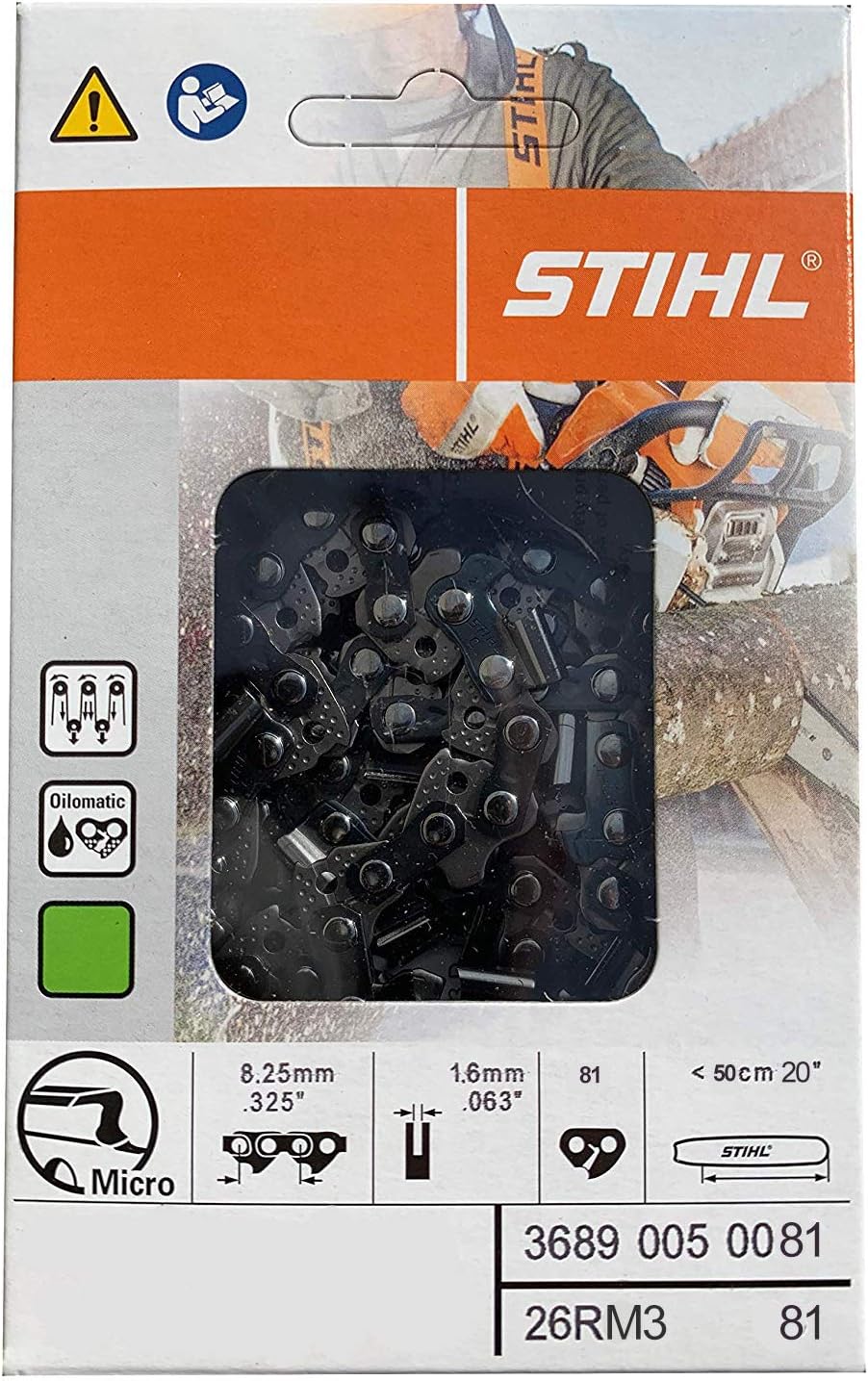 Amazon.com: STIHL 26RM3-81 Oilomatic Rapid Micro 3 Saw Chain, 20 ...