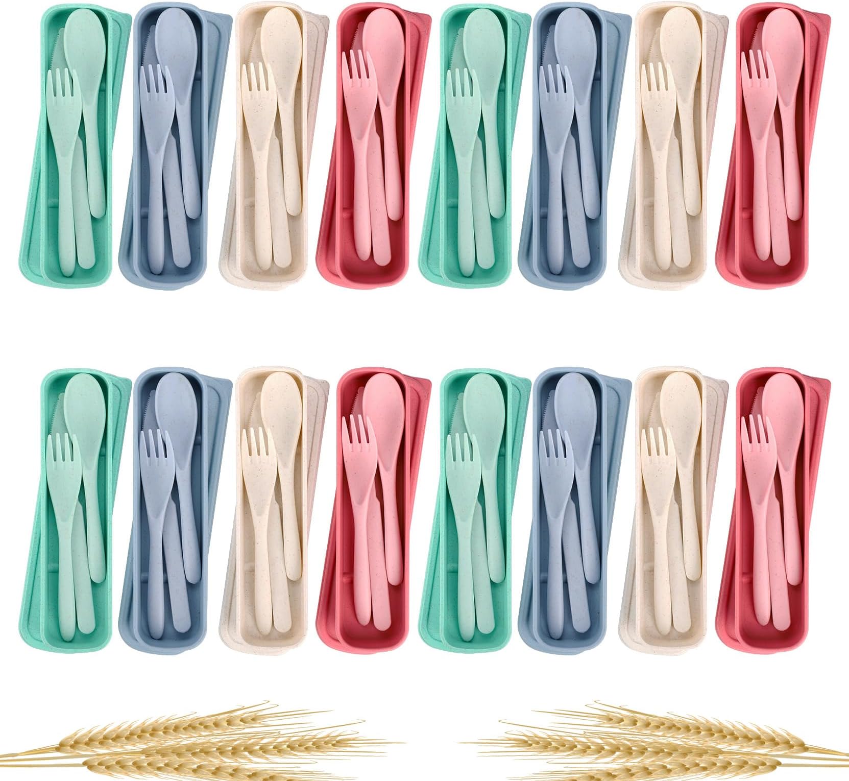 Amazon.com: Nicunom 16 Pack Reusable Travel Utensils Set with Case ...