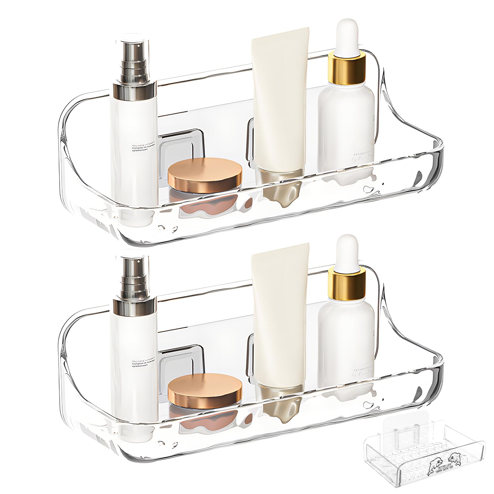Amazon.com: Ranjaner 2 Pack Acrylic Shower Shelves with Soap Dish ...