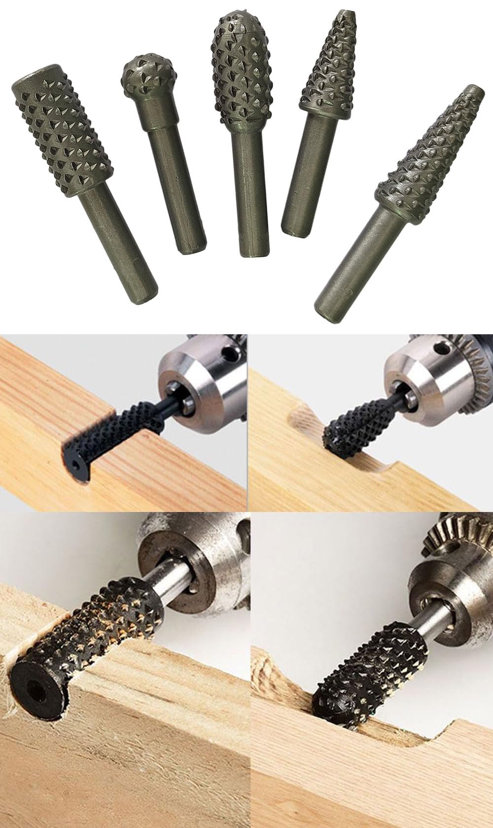 Inditrust Multi type 5pcs/set Rotary rasp wool carving bit (Bit size- 1 ...