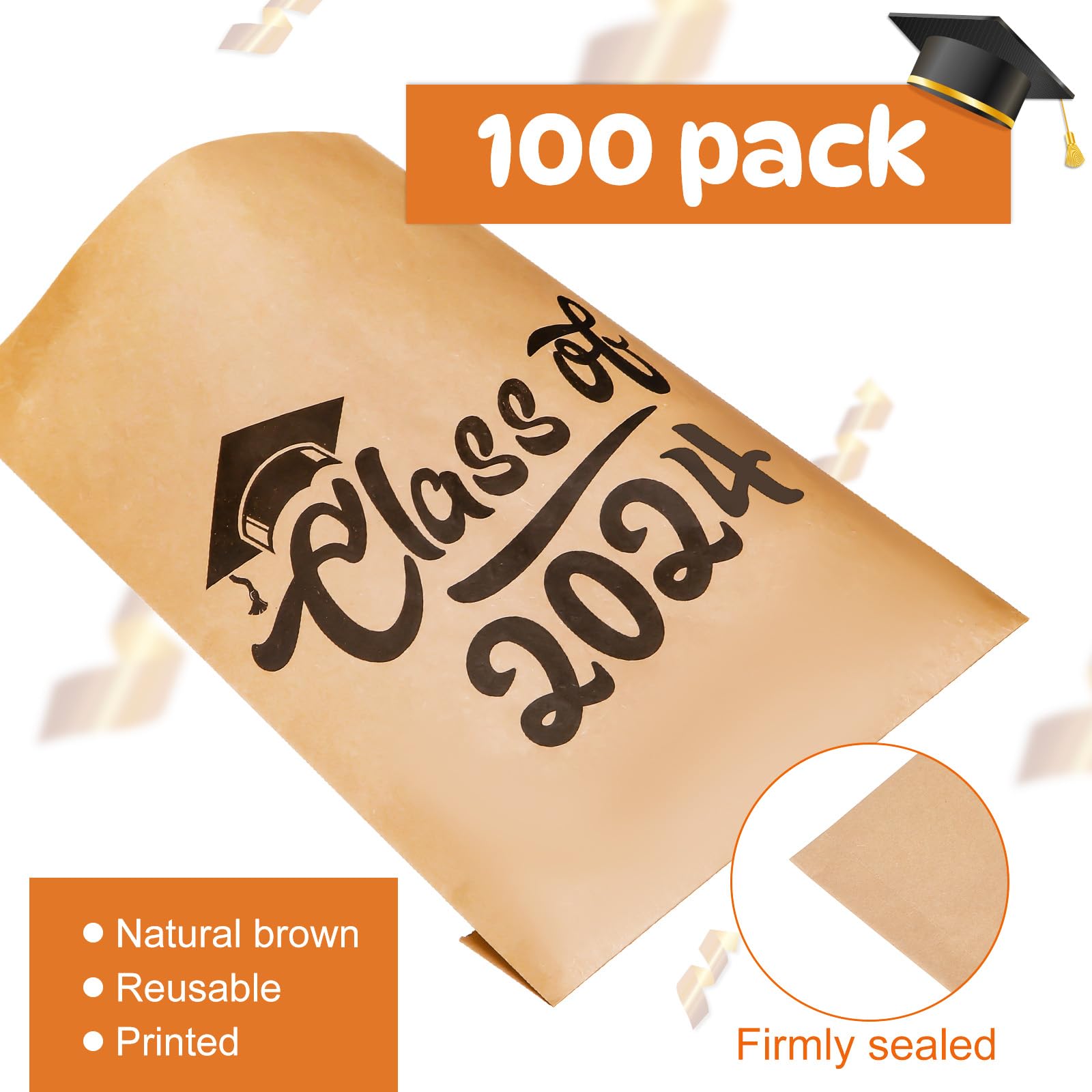 Snapklik.com : 100 Pcs Graduation Favor Bags Candy Bags Paper Cookie ...