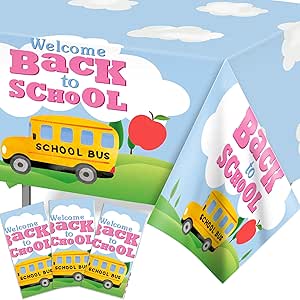 Amazon.com: 3 Pcs Welcome Back to School Disposable Tablecloths ...