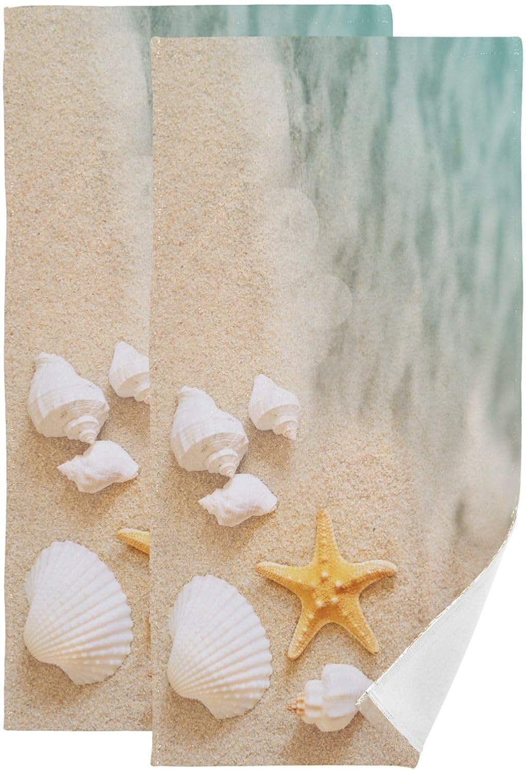 Amazon.com: QINBEIDU Beach Starfish Sea Shell Hand Towels for Bathroom ...