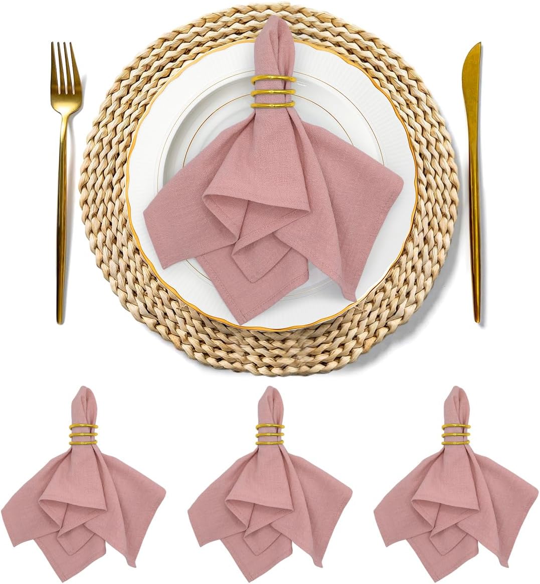 Amazon.com: ZURLEFY Dusty Pink Cloth Napkins Set of 4, 17"x17" Washable ...