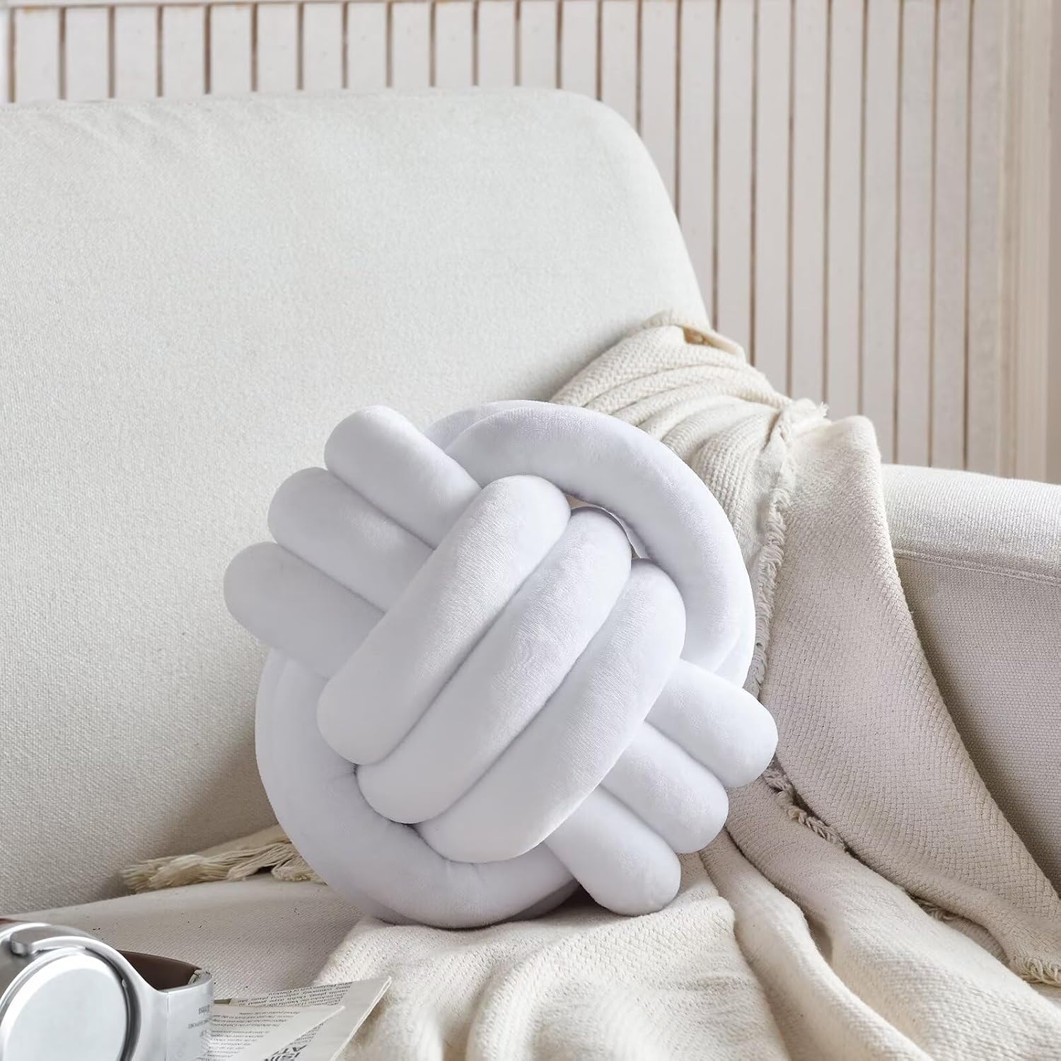 Amazon.com: Wadser Knot Pillow Ball for Sofa Couch, White Knotted Throw ...