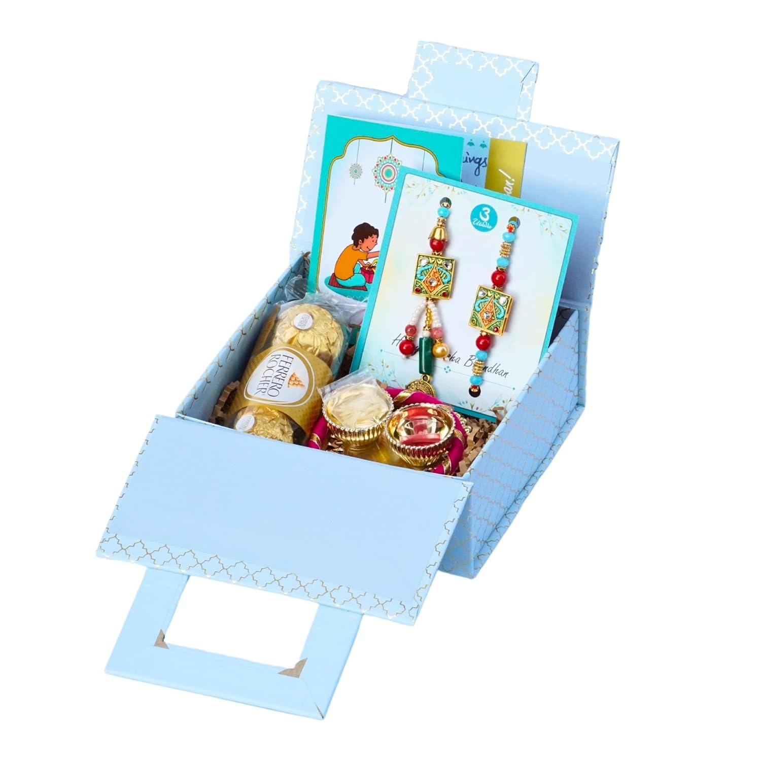 Amazon.com: UtsaWe Rakhi Gift Box | Rakhi Hamper with Elegant Blue ...