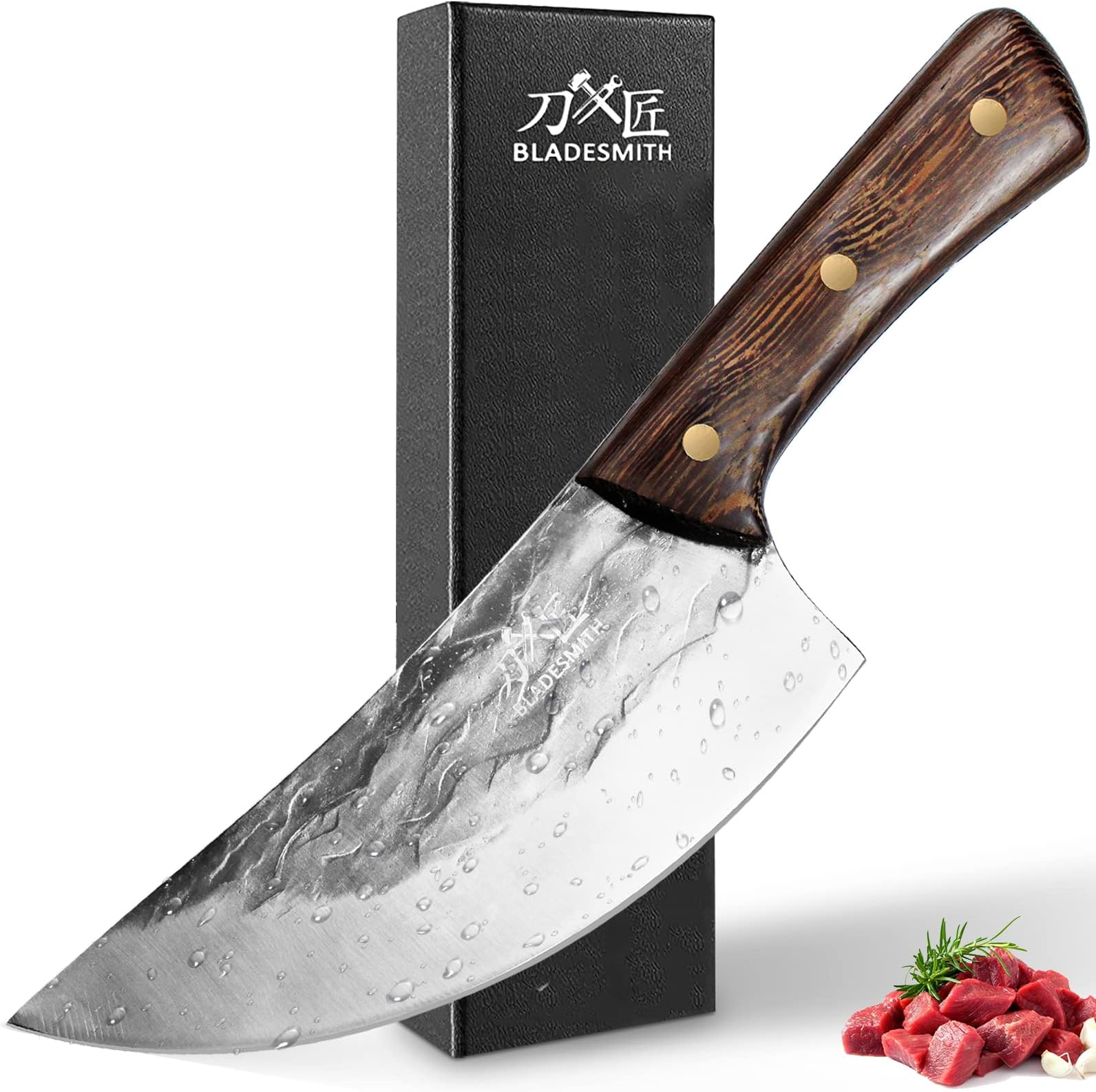 DRGSKL Cuchillo de carnicero forjado a mano para cortar carne, cuchillo ...