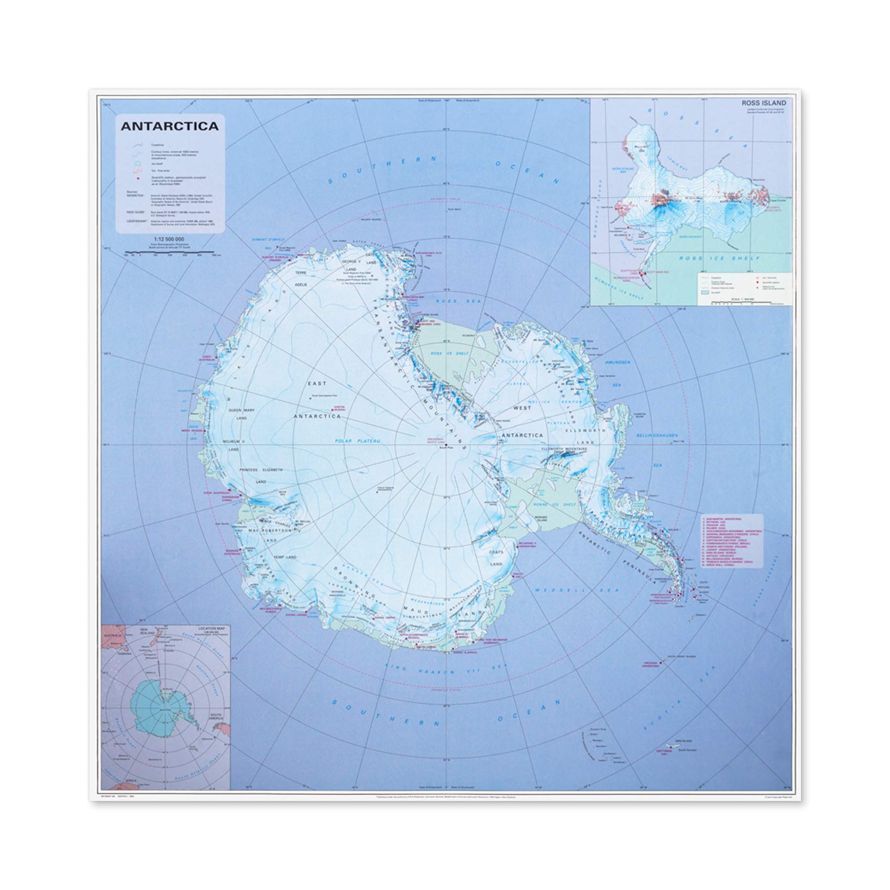 Large Detailed Map Of Antarctica Antarctica Large Vintage Large