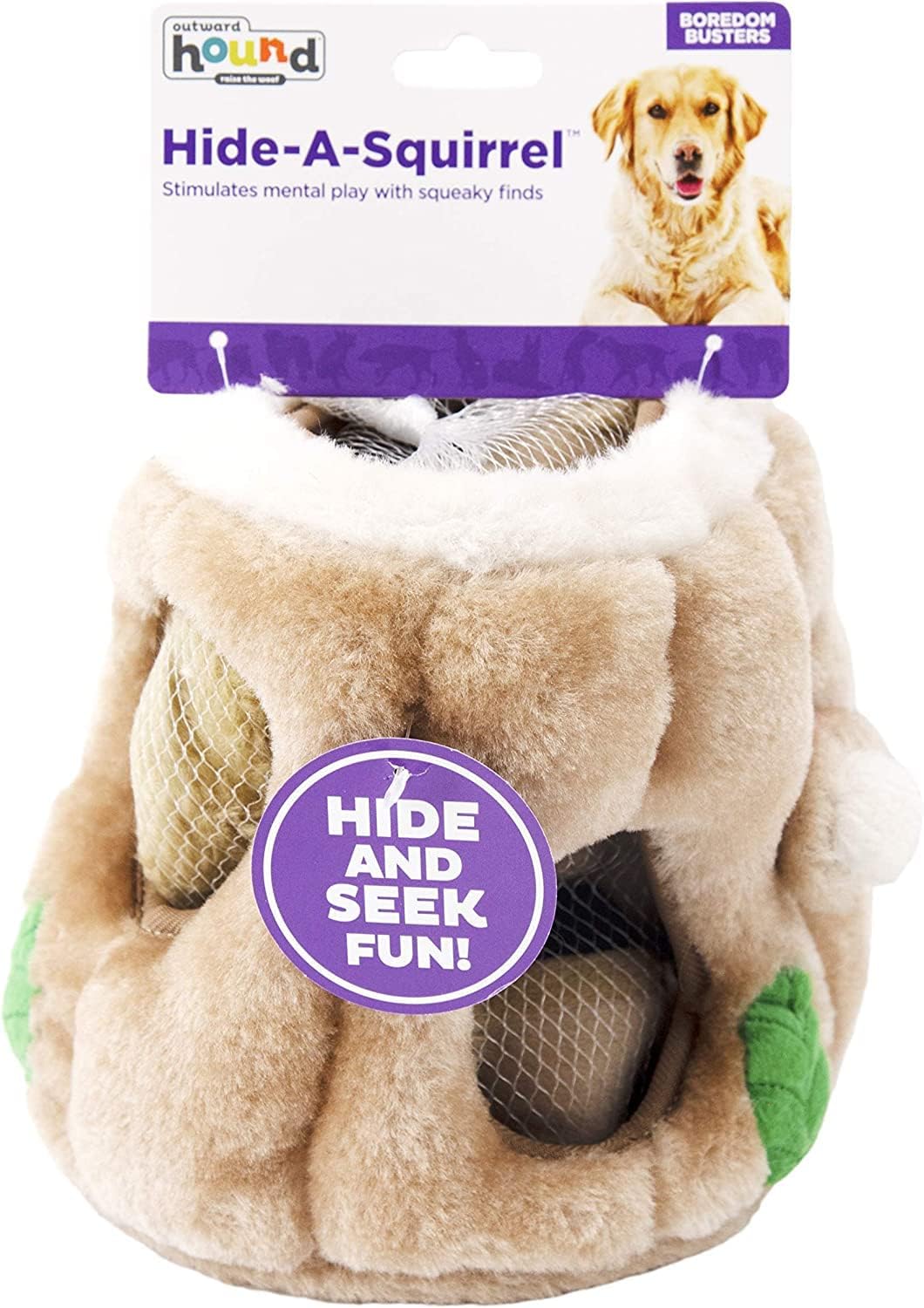Pet Supplies : Outward Hound Hide-A-Squirrel Squeaky Puzzle Plush Dog ...