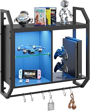 Amazon.com: Bestier 25" LED Gaming Floating Shelves for Wall, Wall ...