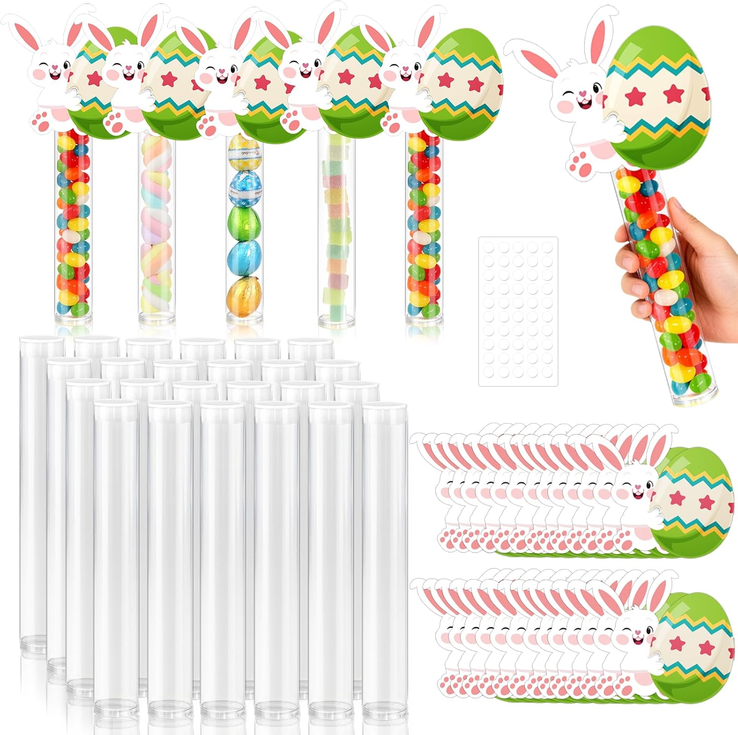 Amazon.com: 24 Set Easter Party Favors Empty Easter Candy Tub, Clear ...