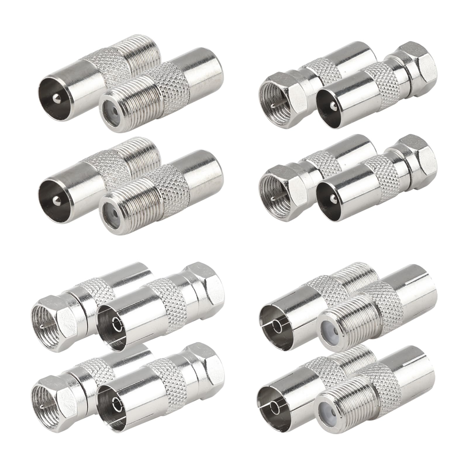 TV Aerial Connectors, 16Pcs F/T Plug Type Male to Female Coaxial Cable ...