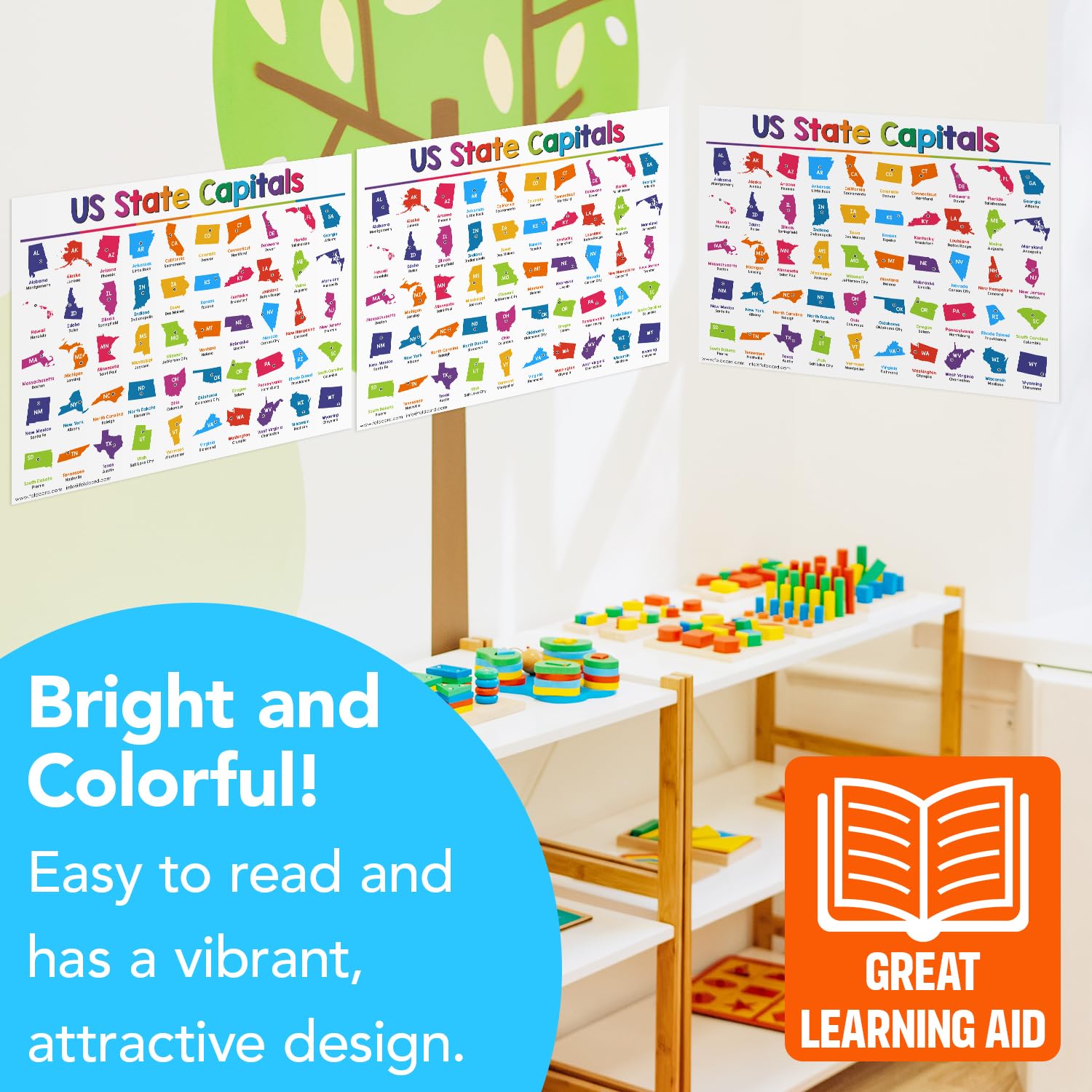 Snapklik.com : USA State Capitals Educational Posters Classroom And ...
