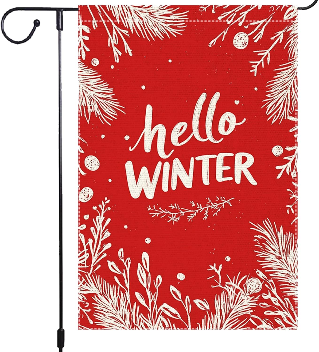 Amazon.com : Hello Winter Garden Flag 12x18 Inch Double-Sided Burlap ...